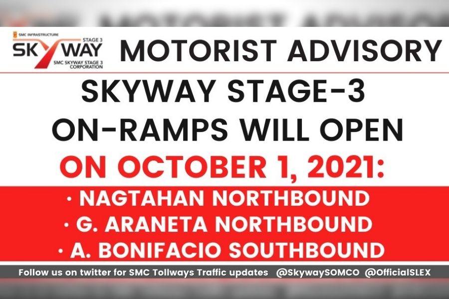 Three more Skyway Stage 3 entry points opening soon