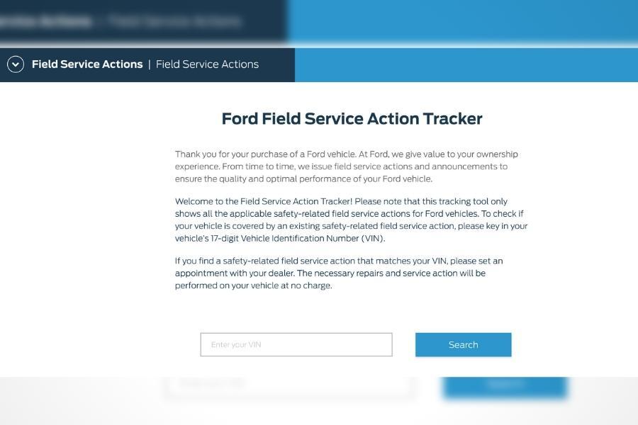 Ford PH’s online tracking tools provide service-related actions