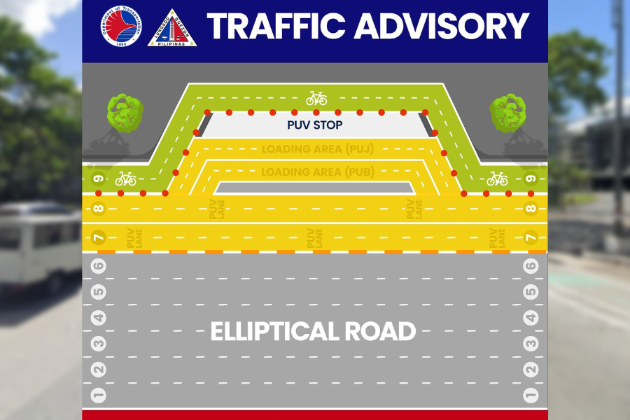 Dry-run of designated PUV lanes on Elliptical Road starts tomorrow