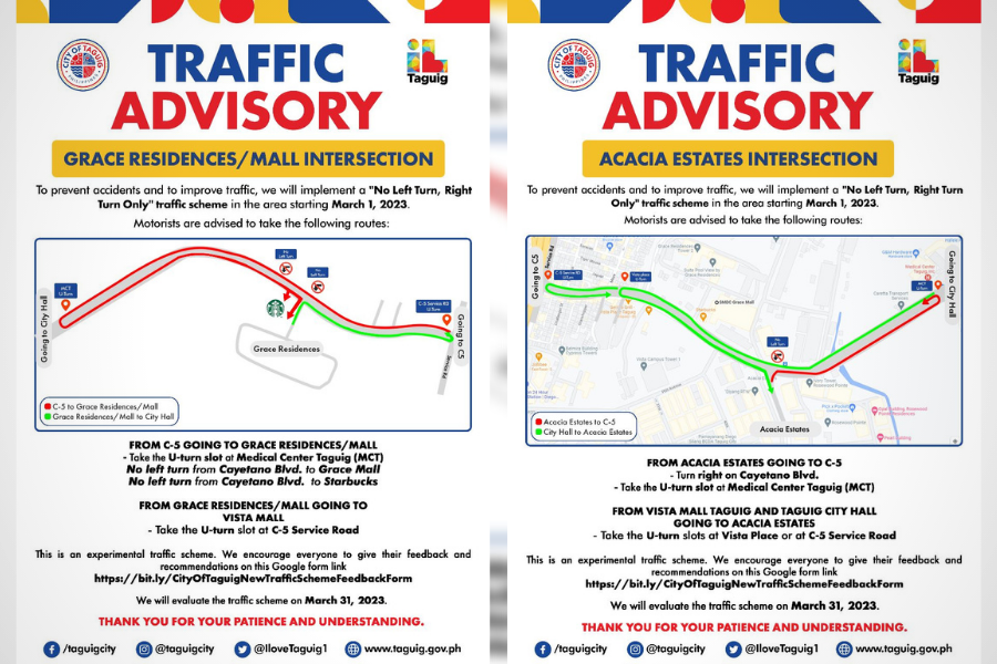 Taguig City to implement new traffic scheme along Cayetano Boulevard