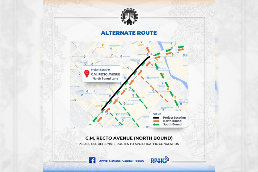 DPWH conducts rehabilitation works at C.M. Recto Ave NB until August