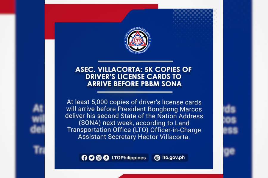 LTO: 5,000 driver’s license cards to arrive before Pres. Marcos’ SONA