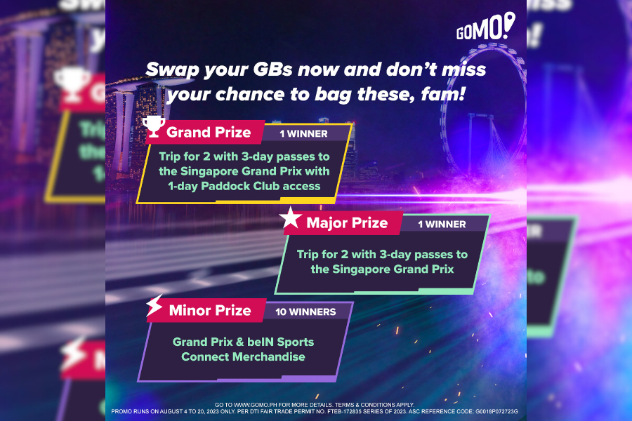 Gomo PH raffles one all-expenses-paid trip to 2023 Singapore Grand Prix